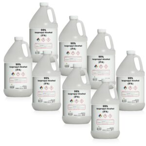 isopropyl alcohol 99% (ipa) rubbing alcohol by natural cosmetic labs - made in usa - gallon - pack of 8