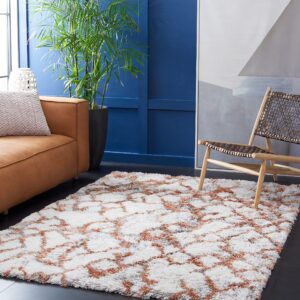 safavieh horizon shag collection area rug - 8' x 10', ivory & rust, modern abstract design, non-shedding & easy care, 2.5-inch thick ideal for high traffic areas in living room, bedroom (hzn894p)