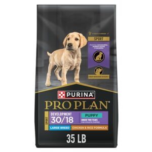 purina pro plan sport development large breed 30/18 chicken and rice high protein dog food puppy formula - 35 lb. bag