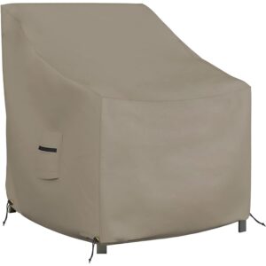 covers & all outdoor chair cover, 12 oz waterproof uv & weather resistant patio furniture sofa cover for outdoor outside seating lawn garden, with air vents & drawstrings (31"l x 35"w x 38"h, beige)