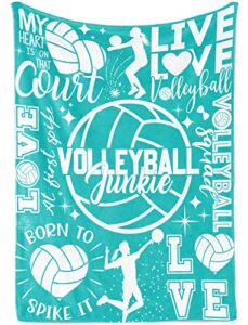 innobeta volleyball gifts for teen girls & team, volleyball throw blanket - 50 x 65 inches (teal)