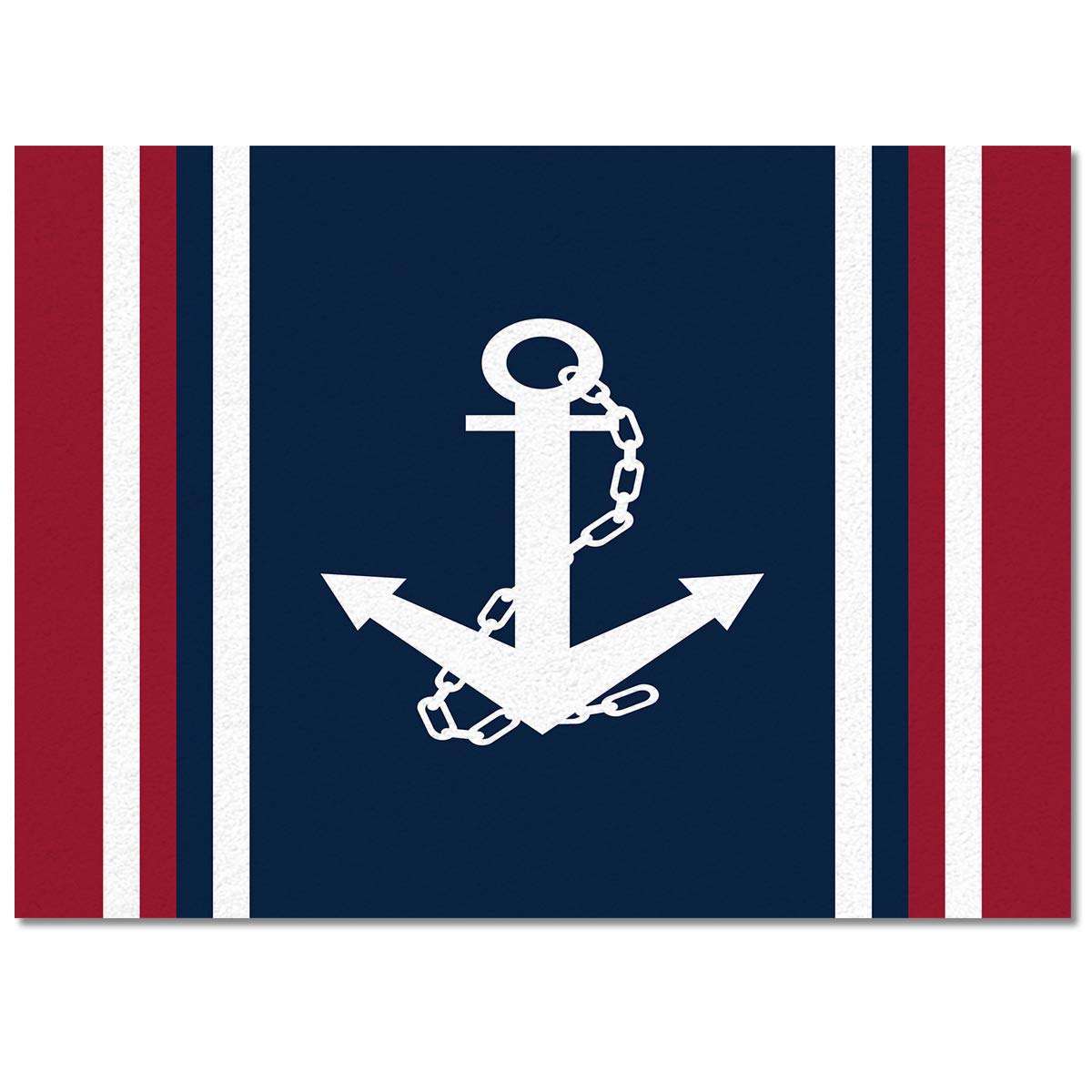 Savannan Rectangle Indoor Area Rugs, Nautical Anchor Red White Stripes Navy Blue Non-Slip Accent Rug for Living Room Bedroom Office Kids Room Nursery, 2'x3'