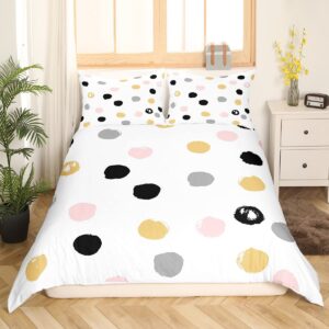 erosebridal colorful polka dots kids bedding set king size for teen girl women, circles printed comforter cover with 2 pillowcases, watercolor dots duvet cover ultra soft microfiber bedspread cover