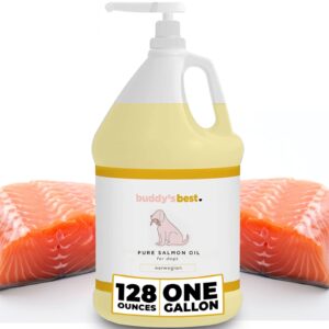 buddy's best salmon oil for dogs 1 gallon (128 oz) pump bottle 100% pure norwegian virtually odorless fish oil