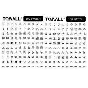 tomall 200pcs light switch labels icon stickers household transparent light fan heater bed bathroom kitchen garage laundry room switch label graphic kit for home office school hotel public places