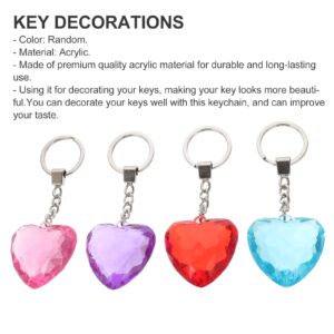 4Pcs key chain valentines keychain Heart Shape Key Holder crystal heart keychain for couples keychain heart key Hanging heart key pendant decoration bag lovers bags Acrylic