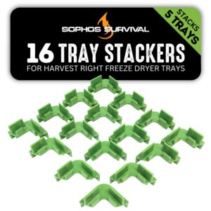 16 pc original tray stackers for harvest right freeze dryer trays – stacks 5 trays – green - freeze dryer machine accessories – freeze dried food storage - made in usa