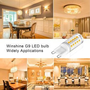 winshine 10 Pack Dimmable G9 LED Light Bulb 3000K Warm White, 4W G9 Base Chandelier Light Bulb Soft White, T4 40Watt Halogen Replacement G9 Bi Pin Base, CRI85 120V 360° Beam Angle