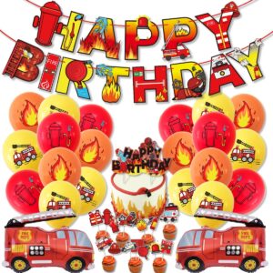 firefighter birthday party supplies fire truck party decorations fire truck balloon fire banner firetruck cupcake toppers with ribbons and some adhesive silicone points