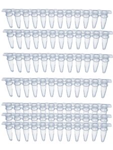 muhwa 0.2ml pcr tube with thin wall, strip of 12 tubes with cap, flat caps, 200 strips