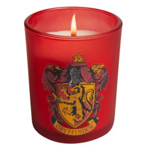 harry potter gryffindor candle, large 8 oz - amber & vanilla scented - soy and coco wax in glass votive - christmas hogwarts house gift for teens, men, women, adults