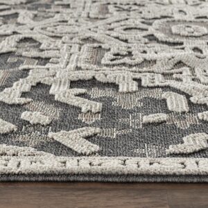 Nautica Home Living Room Area Rug 7' 10" X10 Textured Living Room Rug | Modern Home Décor | Westport Medallion Navy/Grey