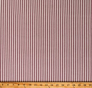 ticking stripe dark red stripes on natural 56" wide cotton home decor fabric by the yard (a103.28)