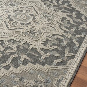 Nautica Home Living Room Area Rug 7' 10" X10 Textured Living Room Rug | Modern Home Décor | Westport Medallion Navy/Grey