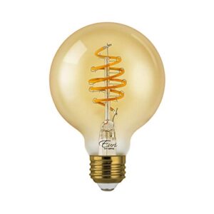 euri lighting vg25-3020ad, dimmable led g25 filament, 4.5w, 250lm, 80 cri, warm white (2200k), 320° beam, e26, 120v, amber glass, wet rated, ul, 2yr, 15k hr wty, one count