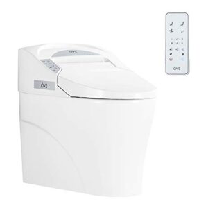 ove decors yosemite smart toilet with integrated bidet seat, heated seat with auto flush and warm water and multi function remote control, white