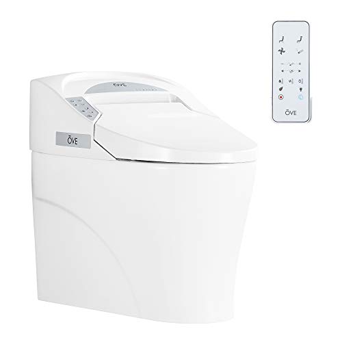 OVE Decors Yosemite Smart Toilet with Integrated Bidet Seat, Heated Seat with Auto Flush and Warm Water and Multi Function Remote Control, White