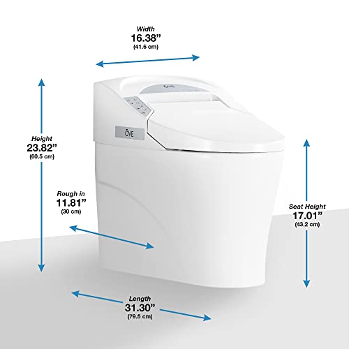 OVE Decors Yosemite Smart Toilet with Integrated Bidet Seat, Heated Seat with Auto Flush and Warm Water and Multi Function Remote Control, White