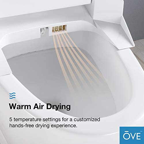 OVE Decors Yosemite Smart Toilet with Integrated Bidet Seat, Heated Seat with Auto Flush and Warm Water and Multi Function Remote Control, White