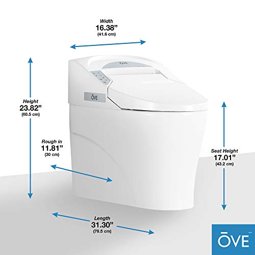 OVE Decors Yosemite Smart Toilet with Integrated Bidet Seat, Heated Seat with Auto Flush and Warm Water and Multi Function Remote Control, White