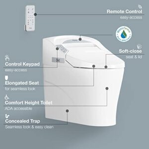 OVE Decors Yosemite Smart Toilet with Integrated Bidet Seat, Heated Seat with Auto Flush and Warm Water and Multi Function Remote Control, White