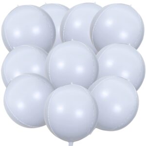 kalor 10 pcs 22 inch white mylar balloons, large 4d giant round foil balloon big mirror metallic balloons for birthday party baby shower gender reveal supplies