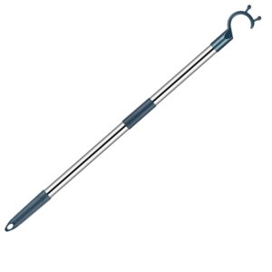 55'' retractable reach sticks extend utility pole hook adjustable long reach stick for closet/ceiling/shelf, blue