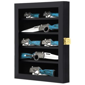 grintus pocket knife display case knife collection display box for wall folding knife cabinet with uv protection acrylic lockable black