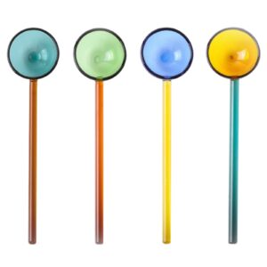 pack of 4 heat resistant glass spoons glass stirring spoons 6.5inch yellow,blue,cyan,green c53 glass spoon