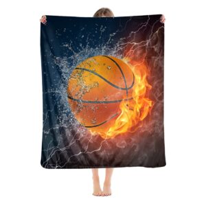 basketball throw blanket warm ultra-soft micro fleece blanket for bed couch living room(kids)