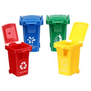 vaguelly toddler toys kids toys kids toys 4pcs trash desk mini plastic trash can small waste bin garbage trucks trash cans mini storage containers recycle bin recycle bin kids toys