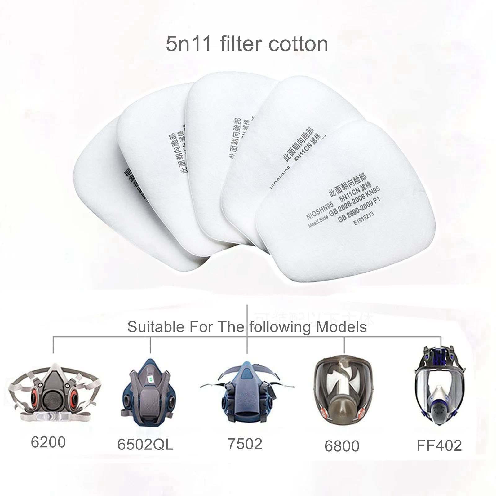 5N11 Particulate Filter -Compatible with 5P71， Spray Paint Dust-Proof Anti-Particles for Particulate Filter Compatible Fits 6100/6200/7501/7502/6800/FF402 Series Respirator（20 Pcs）