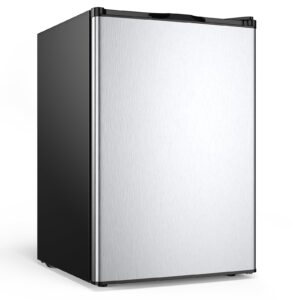 nafort compact upright freezer 3.0 cu. ft. with stainless steel single door, small freezing machine with reversible door, 7 grade adjustable thermostat for home office