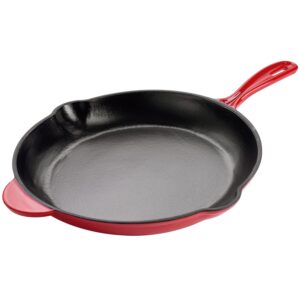 magefesa cast iron skillet ferro, optimal retention and heat distribution, for all types of cooktop, induction, oven safe, energy saving, easy cleaning, long durability (red skillet, 12.2”)