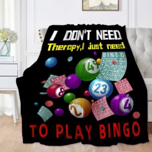 sanbobo i don't need therapy, i just need to bingo flannel fleece blanket throw couch microfiber soft cozy lightweight luxury bed blanket 80"x60"for adult