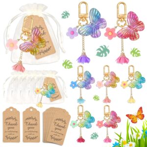 banballon 12 sets butterfly party favors butterfly keychain with thank you kraft tags for girls butterfly theme birthday party baby shower favors goodie bag