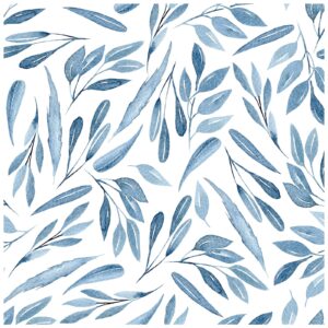 haokhome boho peel and stick wallpaper blue branches leaves removable vinyl self adhesive contact paper 17.7in x 9.8ft