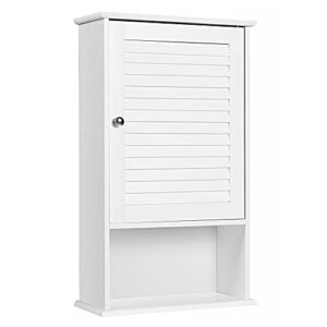 loko bathroom wall cabinet, bathroom cabinet wall mounted with single shutter door and adjustable shelf, small medicine cabinet for living room, kitchen or entryway, 16.5 x 6.5 x 27.5 inches (white)