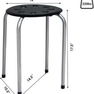 Hysache Plastic Stackable Stools Set of 6, 17.5inch Multipurpose Stool Chairs w/Metal Frame, X-Shape Connection, Non-Slip Feet, Backless Nesting Stool for Garden, Living Room, Home (Gray) HW64245