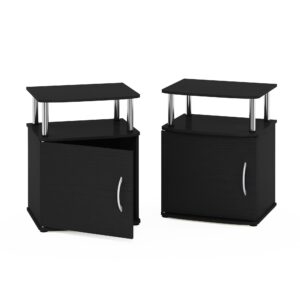 furinno jaya end side sofa table/nightstand with door, 2-pack, americano/chrome