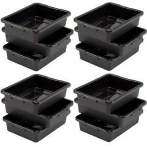 black plastic bus tub (pack of 12) commercial tote box cross stack nest utility tote tub/bud box w/o lid, 20” l x 15” w x 5” h - for food service, airport, cafeteria, seafood, vegetables, transporting