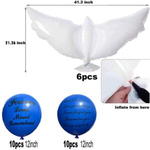 26 Pieces Blue Memorial Balloons Funeral Remembrance Balloons and 41.3 Inch Biodegradable Peace Dove Balloons for Release in Sky,Condolence, Funeral, Anniversary, Memorial Services