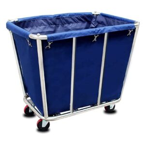 large laundry cart,industrial commercial rolling laundry cart dirty clothes bin with wheels,heavy duty canvas hamper,10 bushel,blue,260lbs load laundry cart (blue a)