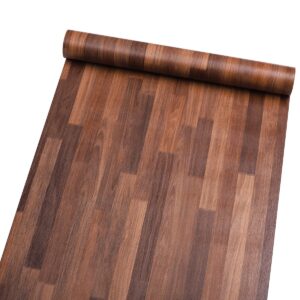 self adhesive wood butcher block contact paper for kitchen countertop cabinets door table desk furniture decal wallpaper 15.7x117 inches (dark color)