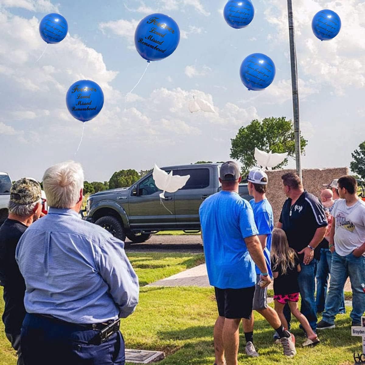 26 Pieces Blue Memorial Balloons Funeral Remembrance Balloons and 41.3 Inch Biodegradable Peace Dove Balloons for Release in Sky,Condolence, Funeral, Anniversary, Memorial Services