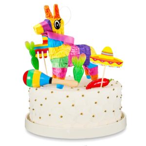 15 pcs fiesta cupcake topper mexican theme cake decoration cactus piñata taco party decorations with wooden sand hammer and foam chili decorations for mexican fiesta party baby shower(cute style)