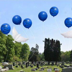 26 Pieces Blue Memorial Balloons Funeral Remembrance Balloons and 41.3 Inch Biodegradable Peace Dove Balloons for Release in Sky,Condolence, Funeral, Anniversary, Memorial Services