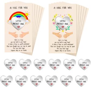 zonon 40 sets little heart pocket hug token metal heart token hug card greeting cards keepsake for friends colleagues family distance social present during lockdown (silver)