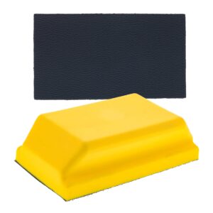 dura-gold pro series rectangle 5" x 2-3/4" hand sanding block pad with hook & loop backing and psa sandpaper conversion adapter pad - automotive paint prep sand shape contour woodworking furniture