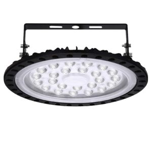 100w ufo led high bay light, 6000-6500k cool white led workshop light, ultra thin factory warehouse led industrial lighting, ip65 waterproof commercial bay lighting for garage factory gym